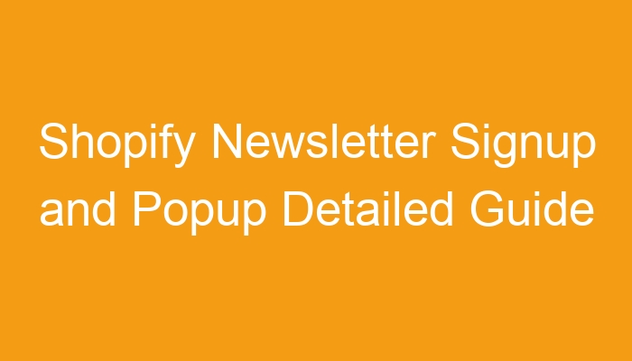 Shopify Newsletter Signup And Popup Detailed Guide